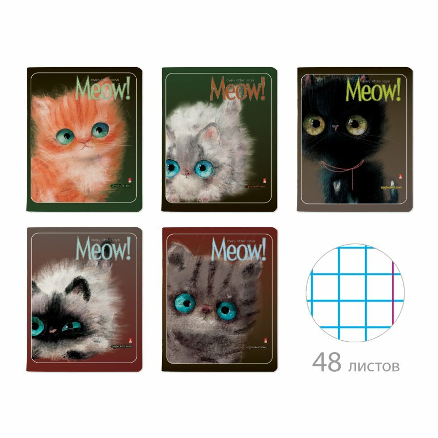 Тетрадь общая Альт, А5 (165 х 203 мм), "KITTY LIFE" 48 л, клетка, цена за 5шт.