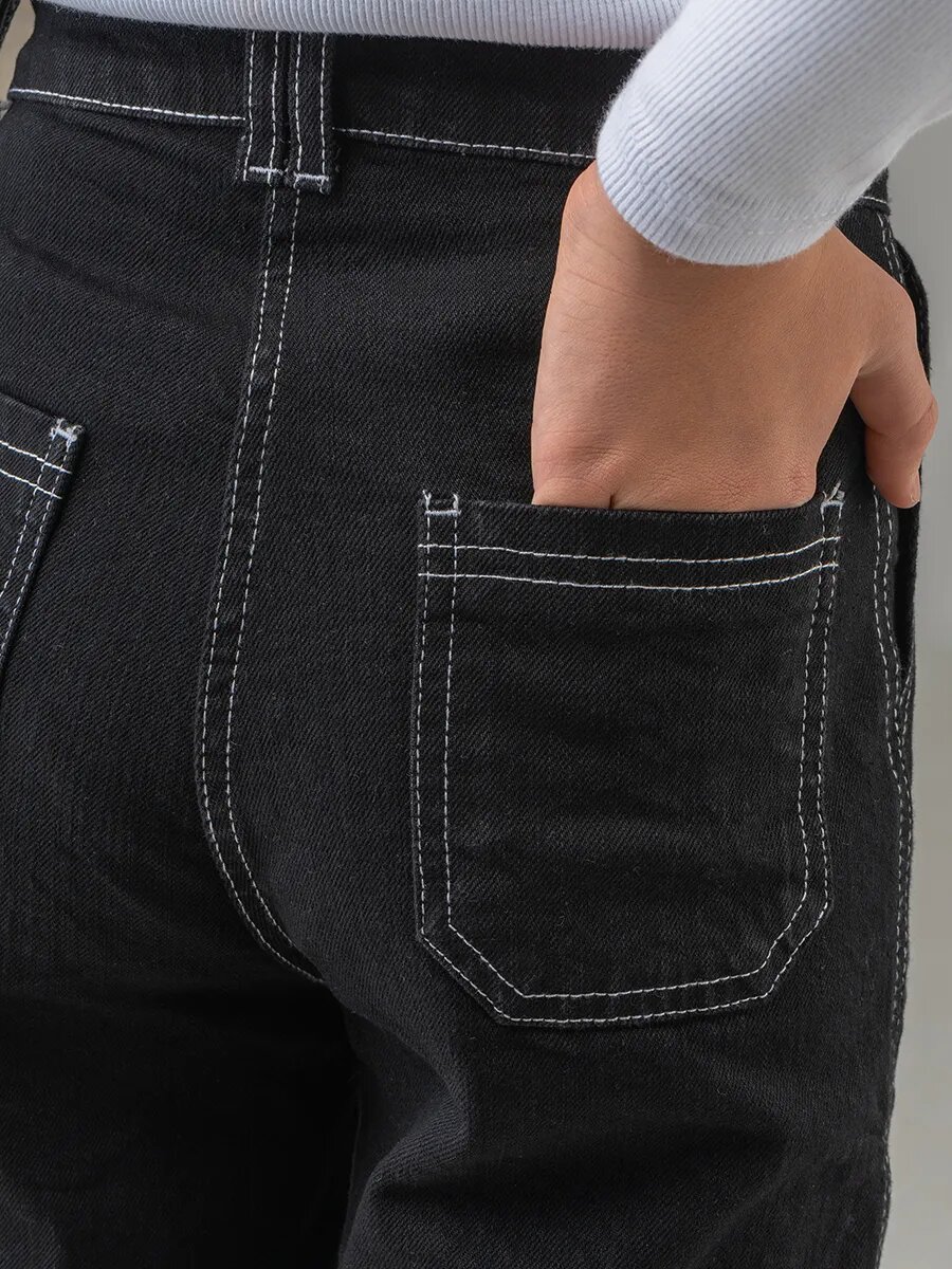 Джинсы Happyfox, размер 134, черный — фото 1