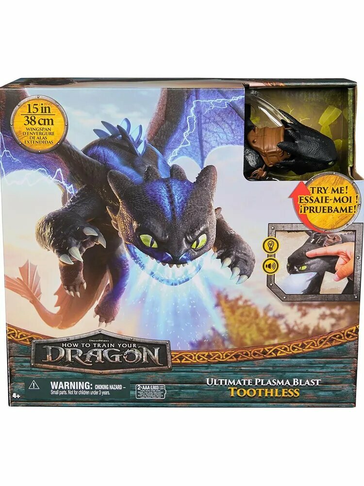 Игрушки Шарнирные Дракон Spin Master How To Train Your Dragon Ultimate Plasma Blast Toothless / Набор Электронных Игрушек "Как Приручить Беззубика Дракона", Возраст От 4 Лет