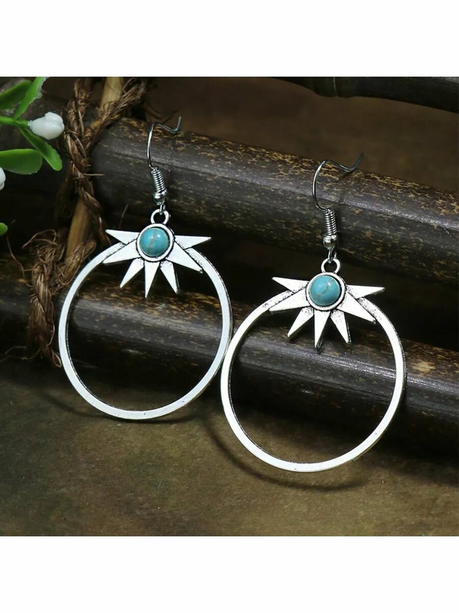 Серьги, бирюза синтетическая, эмаль