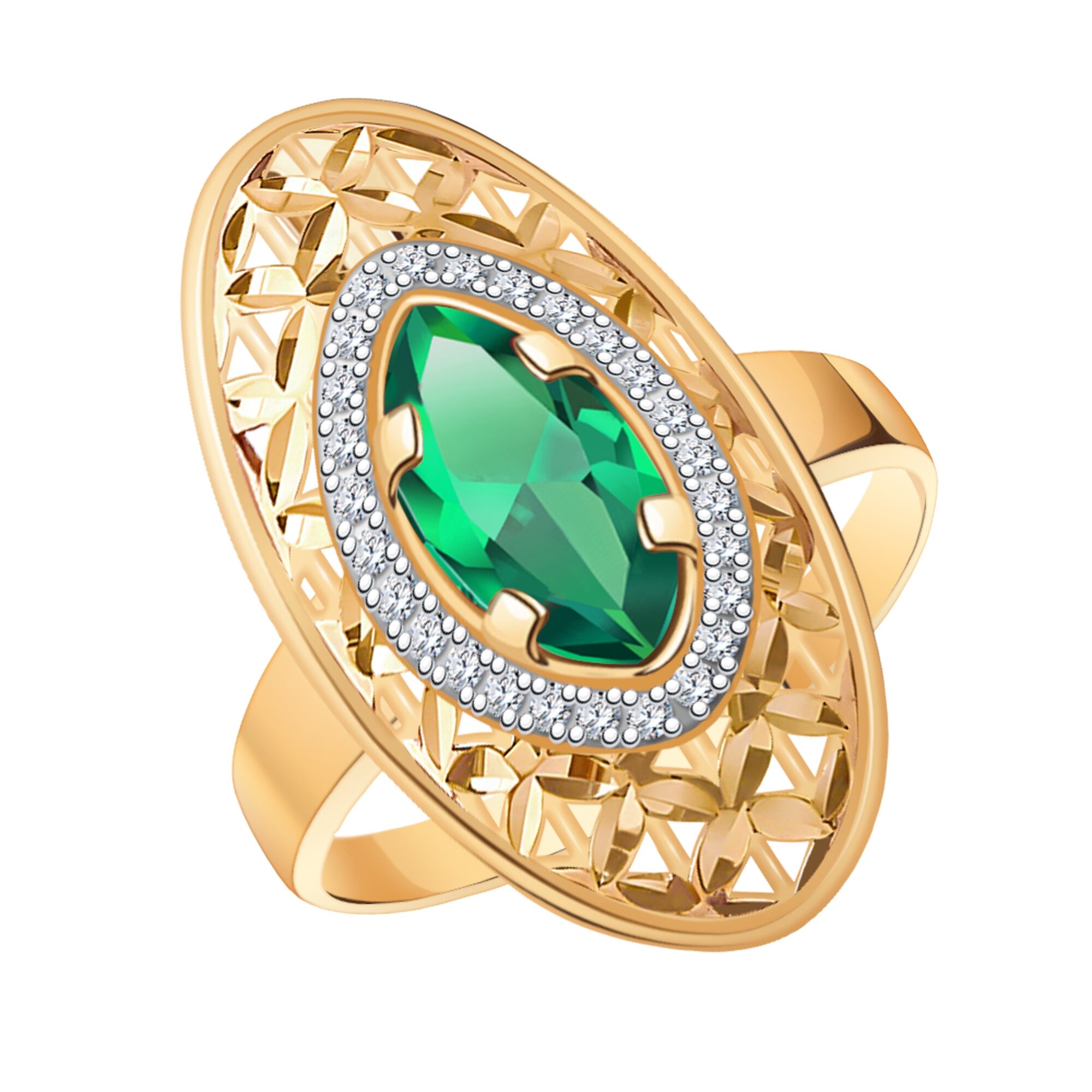 Кольцо Diamant online, красное золото, 585 проба, фианит