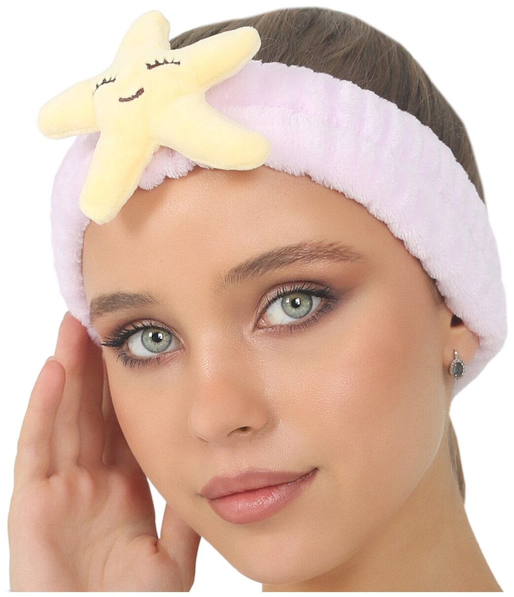 Повязка косметическая для волос женская, "Звездочки", розовая, BEAUTY4LIFE