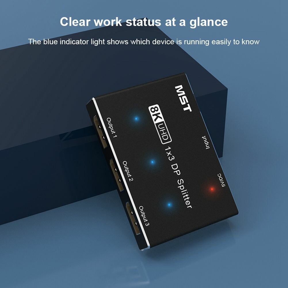 (O061)Разветвитель Displayport 8K 1X3 DP 8K60Hz 4K120Hzz MST SST Hub Мультимониторный разветвитель с расширенным дисплеем и зеркальным режимом
