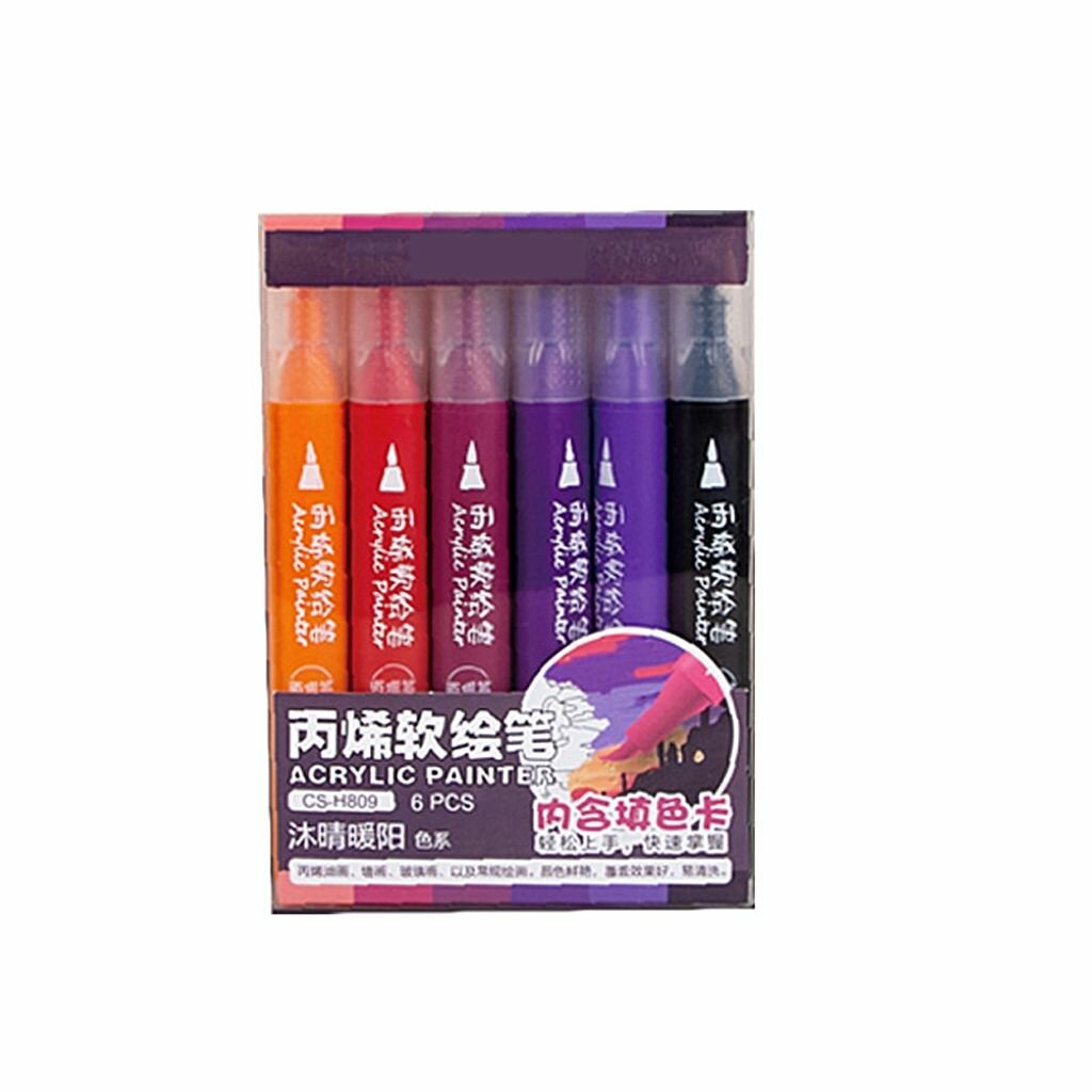 6 Цветных Акриловых Маркеров