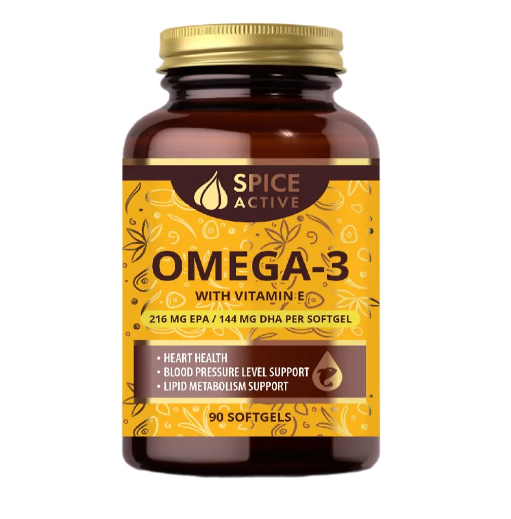 Спайс Актив/Spice Active Омега 3 1200 мг с витамином Е / Omega-3 1200 mg with Vitamin E капсулы массой 1605 мг 90 шт