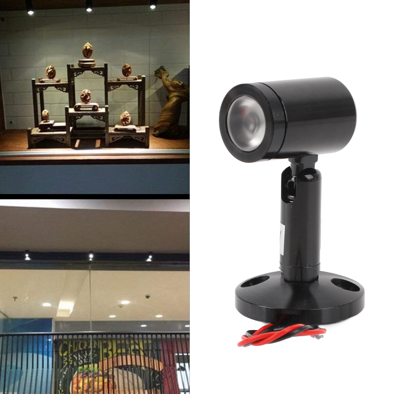 2PCS Мини светодиодные прожекторы для помещений DC 12V Поворотные светодиодные акцентные прожекторы для витрин с украшениями, дисплейных шкафов, под изголовьем кровати, лодок