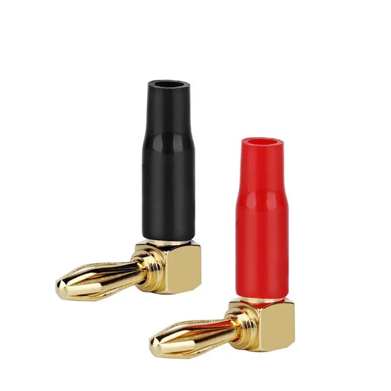 Прямоугольные разъемы типа банан, Banano, штекер, аудиоразъем, 90 градусов, бытовая электроника, позолоченная клемма для динамика, черный, красный 10 Pairs