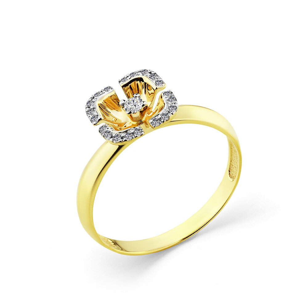 Кольцо, желтое золото, 585 проба, бриллиант