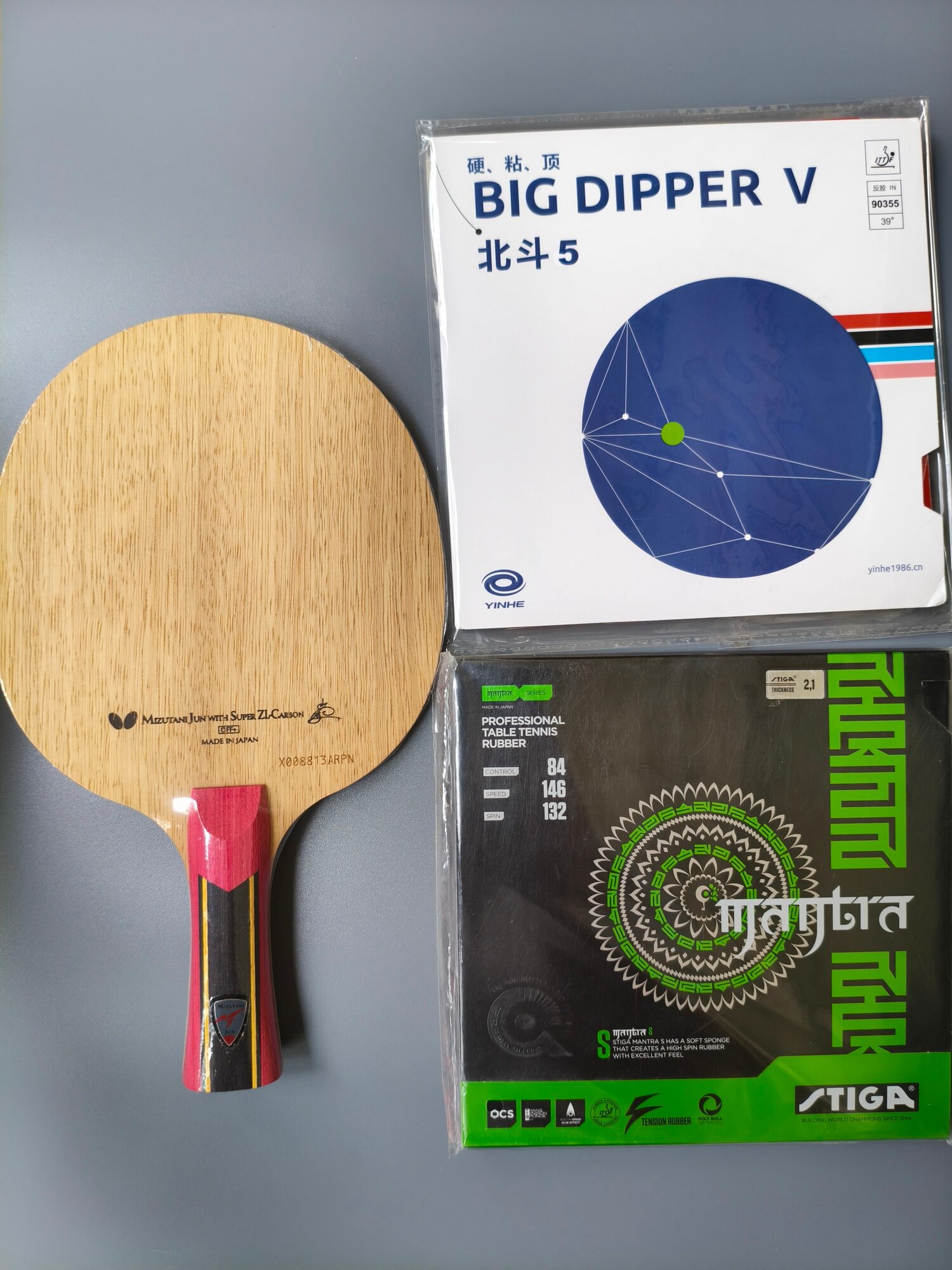 Ракетка ручной сборки Butterfly MIZUTANI ZLC + Stiga Mantra S + Yinhe Big Dipper 5