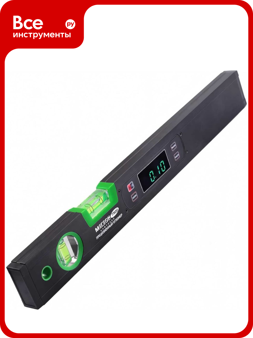 Электронный уровень мегеон 77600 с источником питания AAA, точностью измерения угла ±0,1 град, пузырьковый индикатор