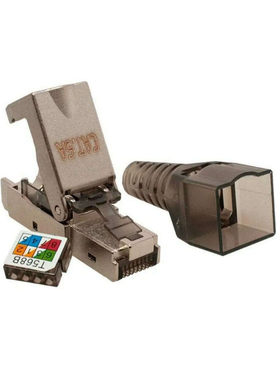 Коннектор Suprlan (10-0240-1) STP кат.6A RJ45 с защитным колпачком серый