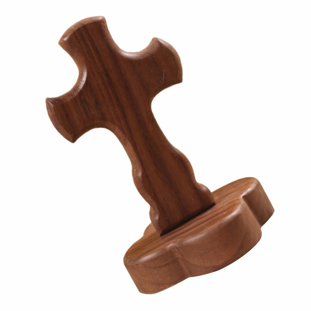 Магнитный крест из черного ореха, деревянное пасхальное украшение, кружевное круглое дно-цветочное дно