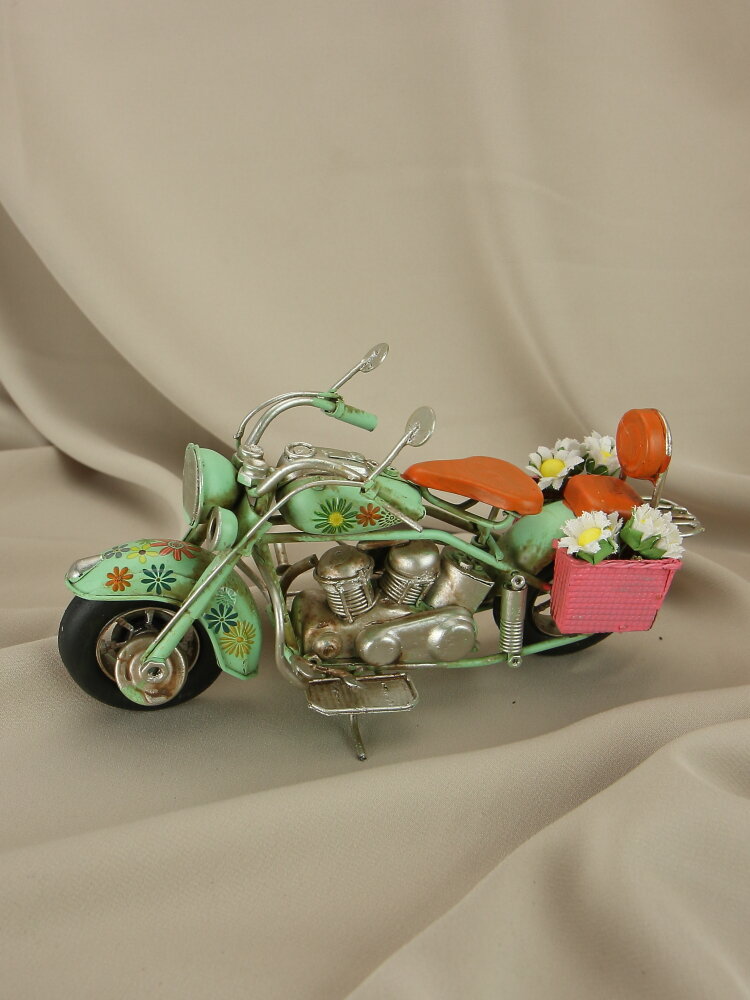 Модель мотоцикла R&D Harley Davidson, металл, бирюзовый, 19х7х11 см