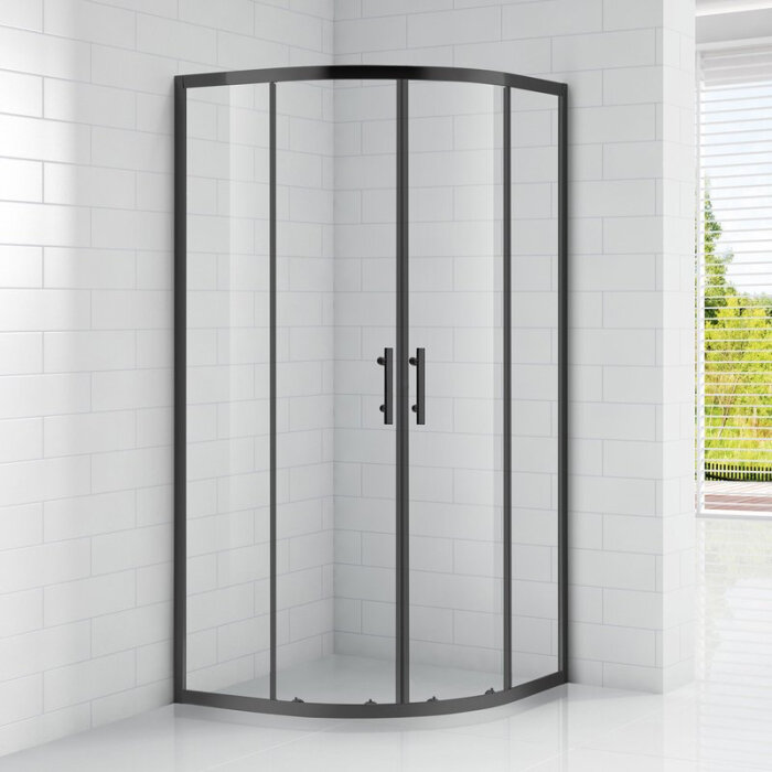 Душевой уголок Cezares Eco O-R-2 90x90, профиль матовый черный, стекло прозрачное