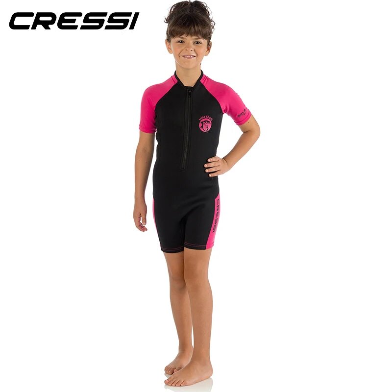 Детский неопреновый гидрокостюм Cressi Little Shark 2мм Розовый, AGE 9-10, BLACK PINK