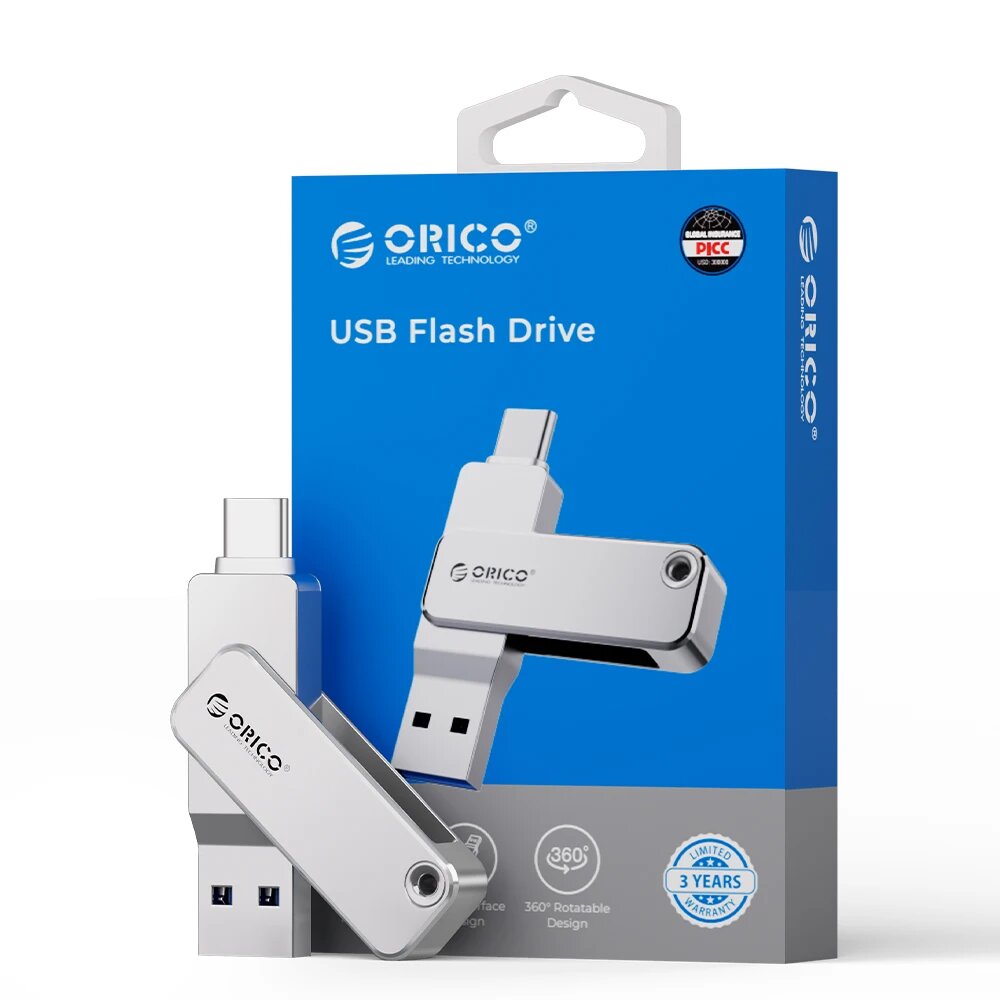 ORICO 2 в 1 флэш-накопитель USB 3.2 128GB, 2 in 1 Interface