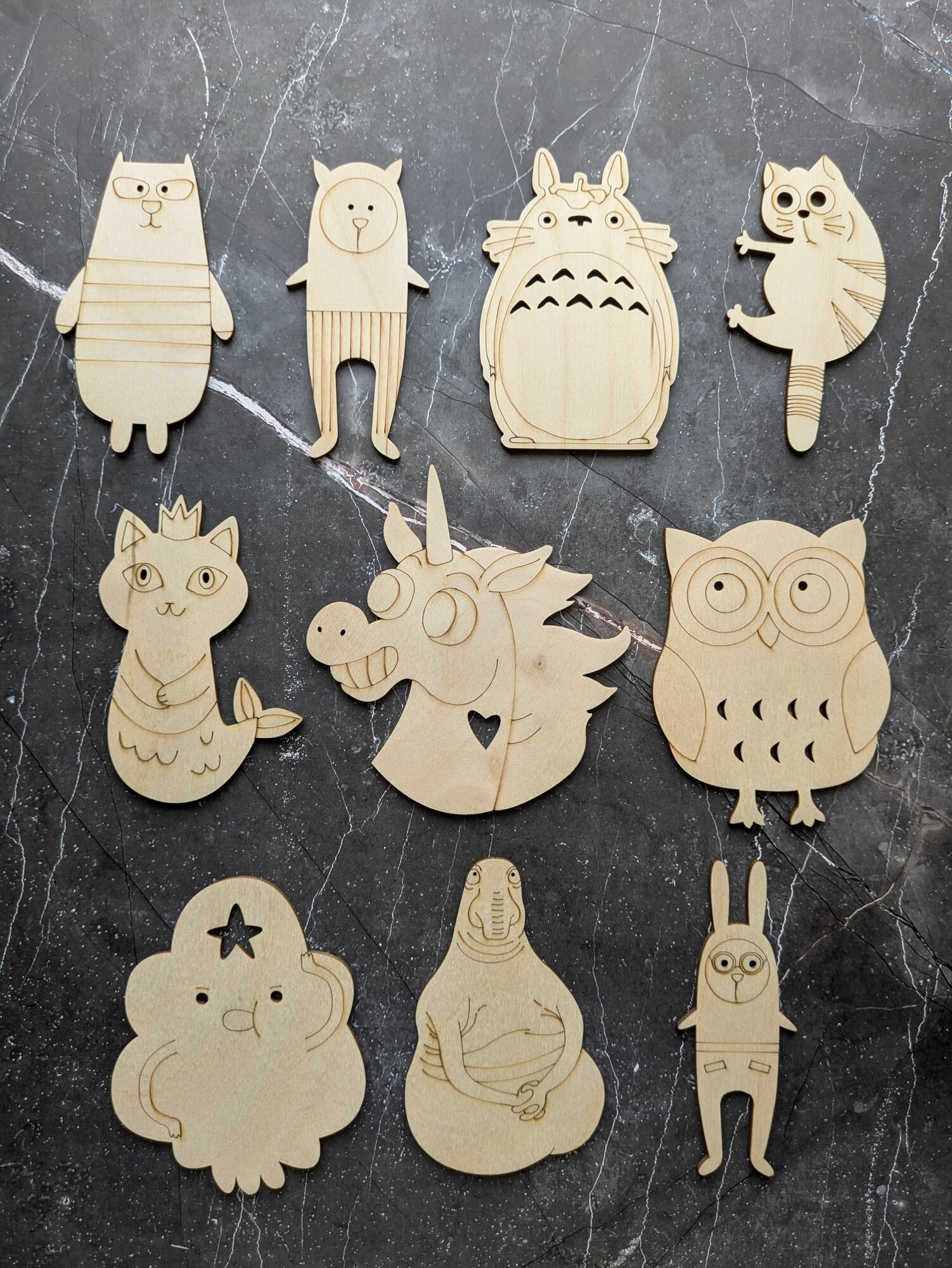 Магниты на холодильник из фанеры для раскрашивания, 10 шт.