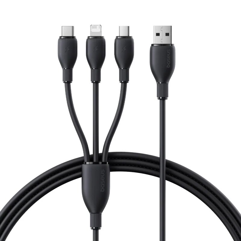 Кабель Baseus Ultra-Fast 3-в-1 Fast Charging Cable USB-A - Micro-USB + Lightning + USB-C 3.5A 0.8м (P10376303121-01)