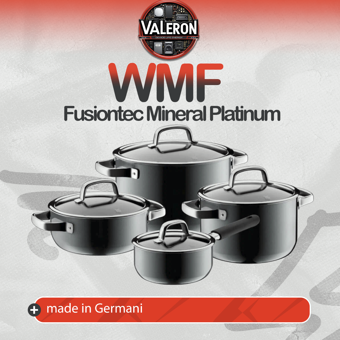 Набор посуды WMF "Fusiontec Mineral Platinum" 0514885290, для индукции, черный/серебристы