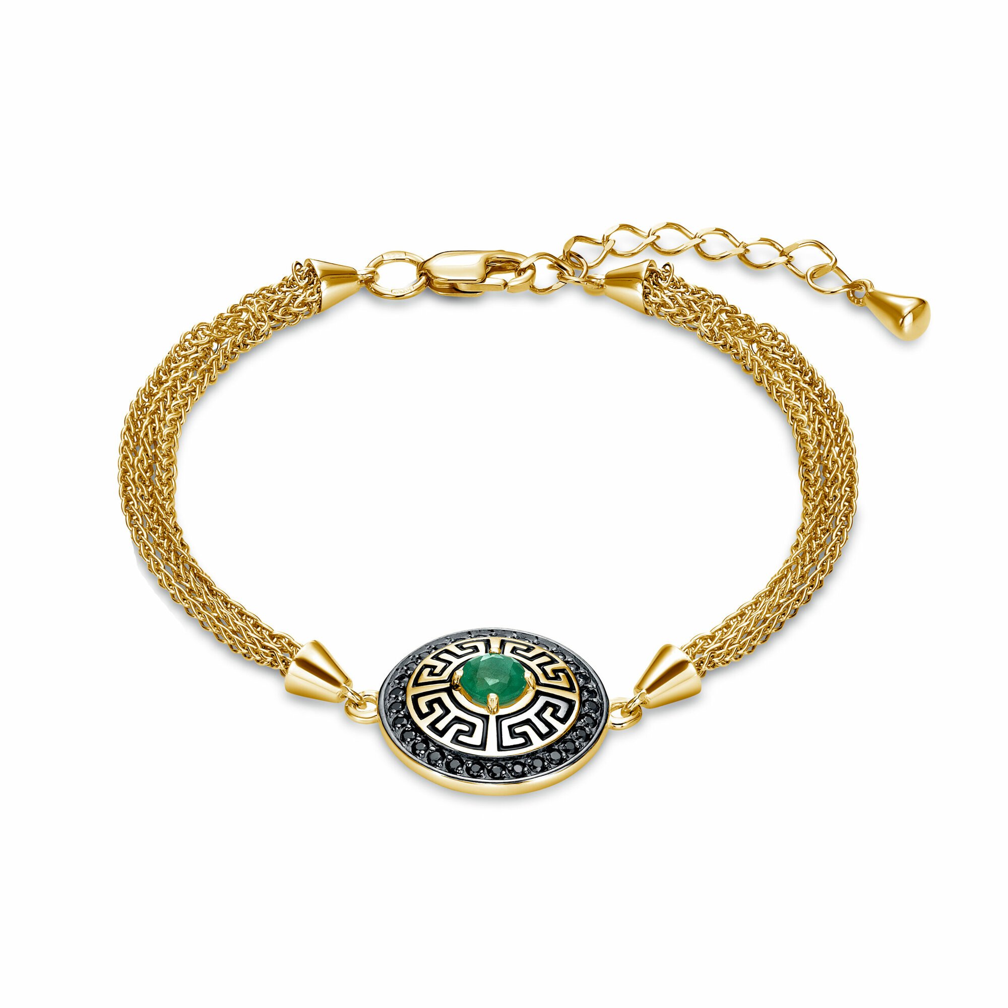 Браслет-цепочка, серебро, 925 проба, родирование, фианит