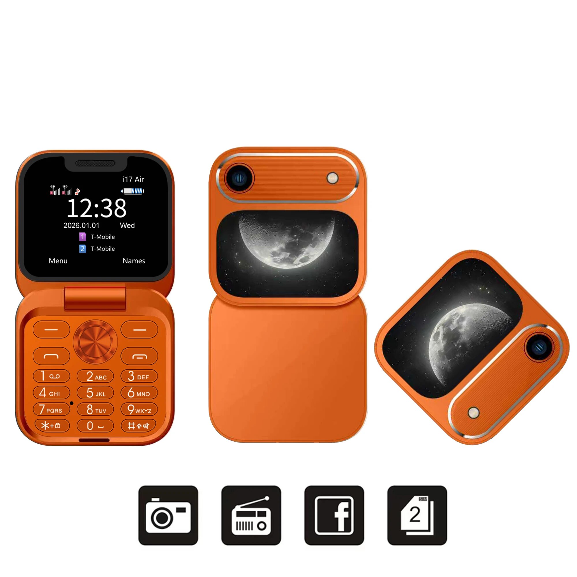 SERVO i17 Air Mini Flip Mobile Phone Dual SIM 1.77" Screen Bluetooth Dial Magic Sound FM Radio Torch 2G GSM Small Fold Cellphone