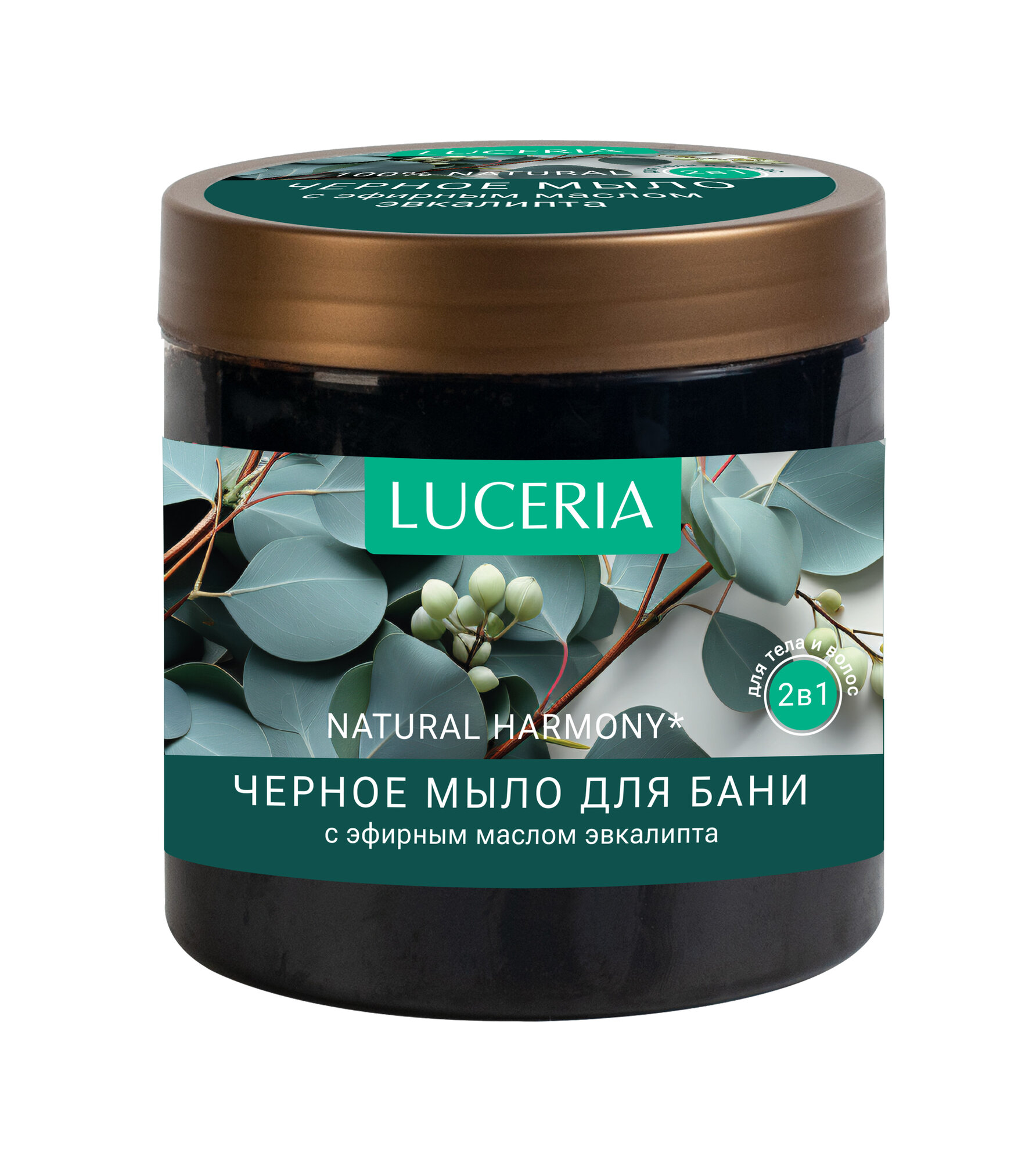 Мыло густое для бани Luceria Черное, с эфирным маслом эвкалипта, 470мл