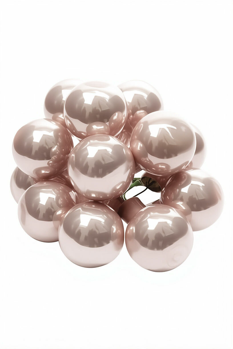 Гроздь стеклянных глянцевых шариков на проволоке, 12 шаров по 25 мм, цвет: нежно-розовый, Winter Deco 2000664