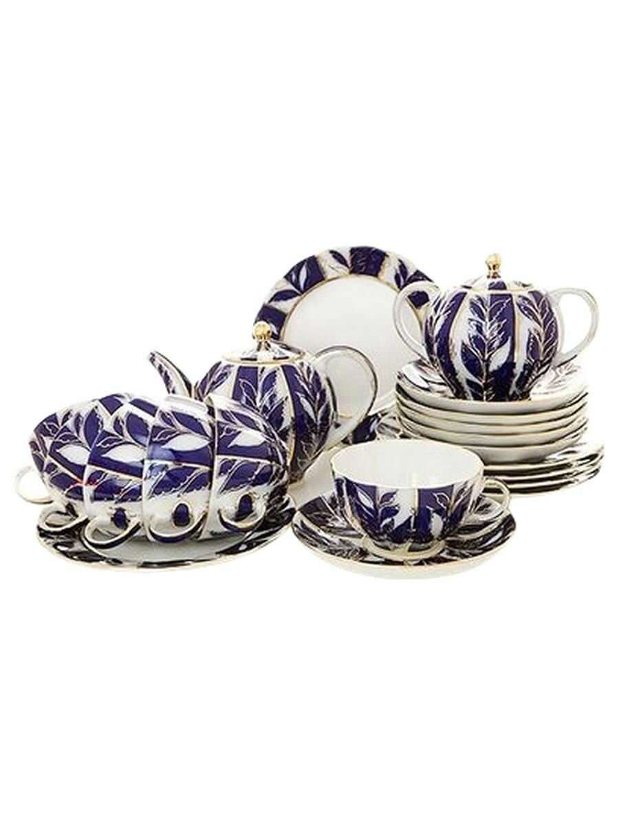 Сервиз чайный "Зимний вечер", 14 предметов форма Тюльпан ИФЗ