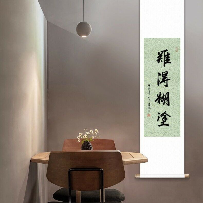 Каллиграфия, рукописное письмо кистью, китайский стиль, декоративная живопись для гостиной, висячая картина, знаменитая рукопись, аутентичный дзен, пустой свиток