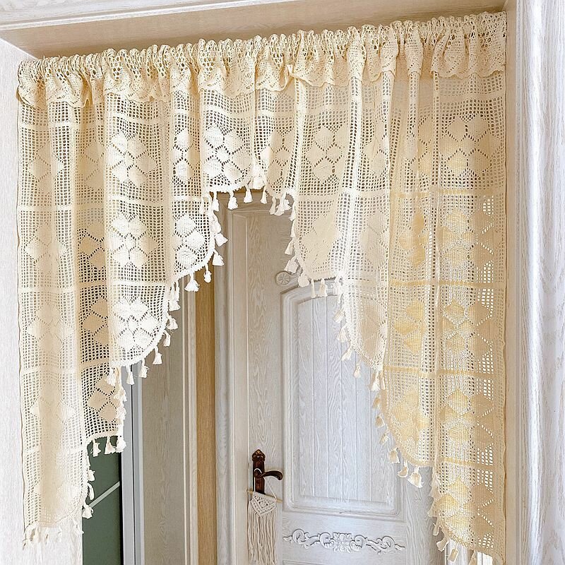 Американский деревенский стиль, хлопковая нить, кружевная арка, занавеска для двери, разделительная занавеска, маленькая занавеска для спальни