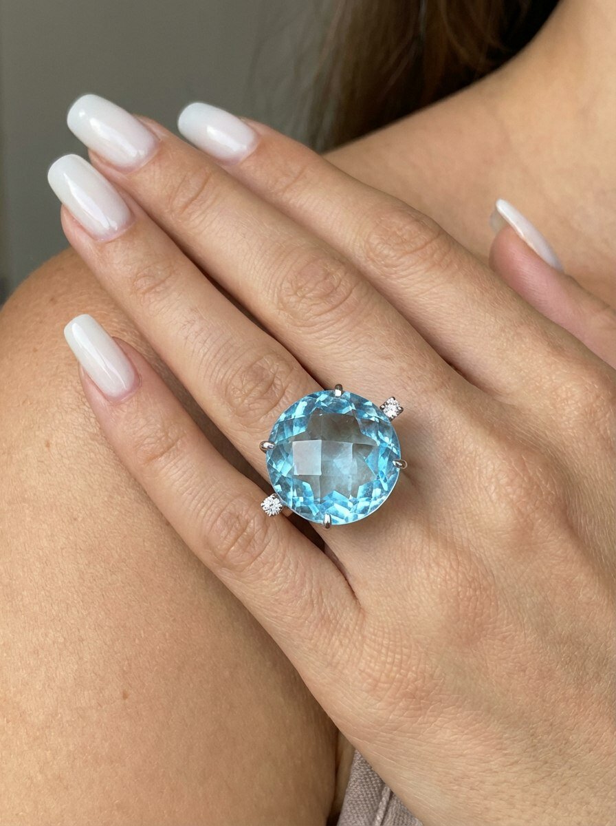 Кольцо на фалангу, серебро, 925 проба, топаз, циркон