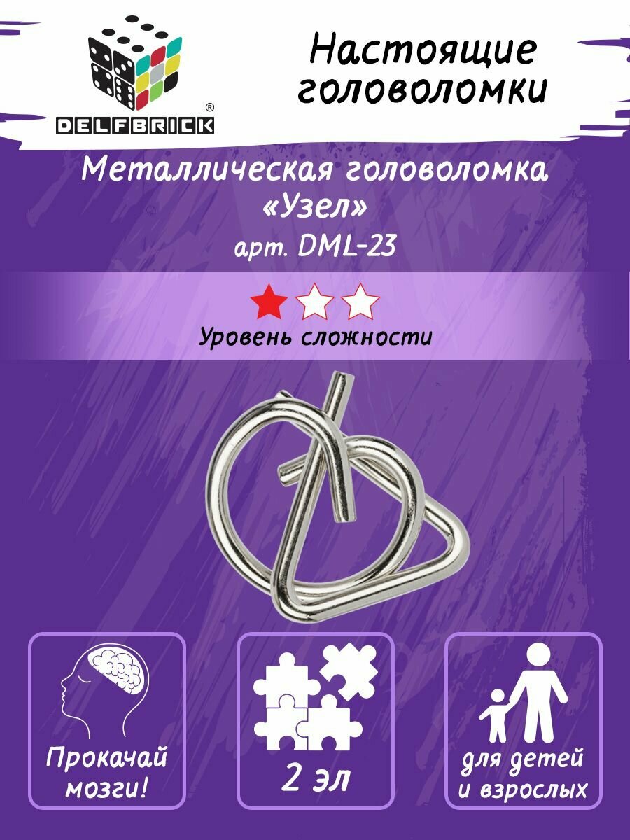 Головоломка металлическая DELFBRICK DLM-23 "Узел" 2 элемента 1 шт