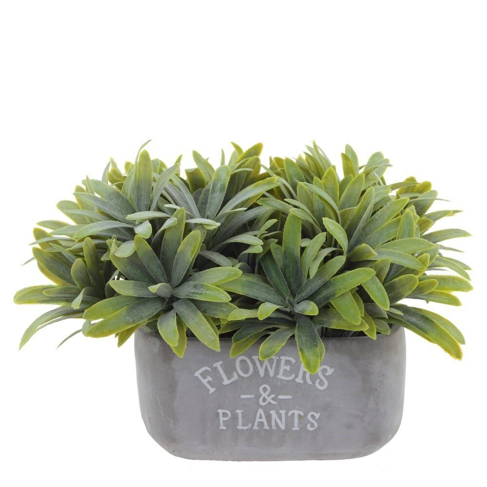 Цветочная композиция искусственная в горшке с надписью Flowers & Plants, декор для дома, размер 190x130x140 мм