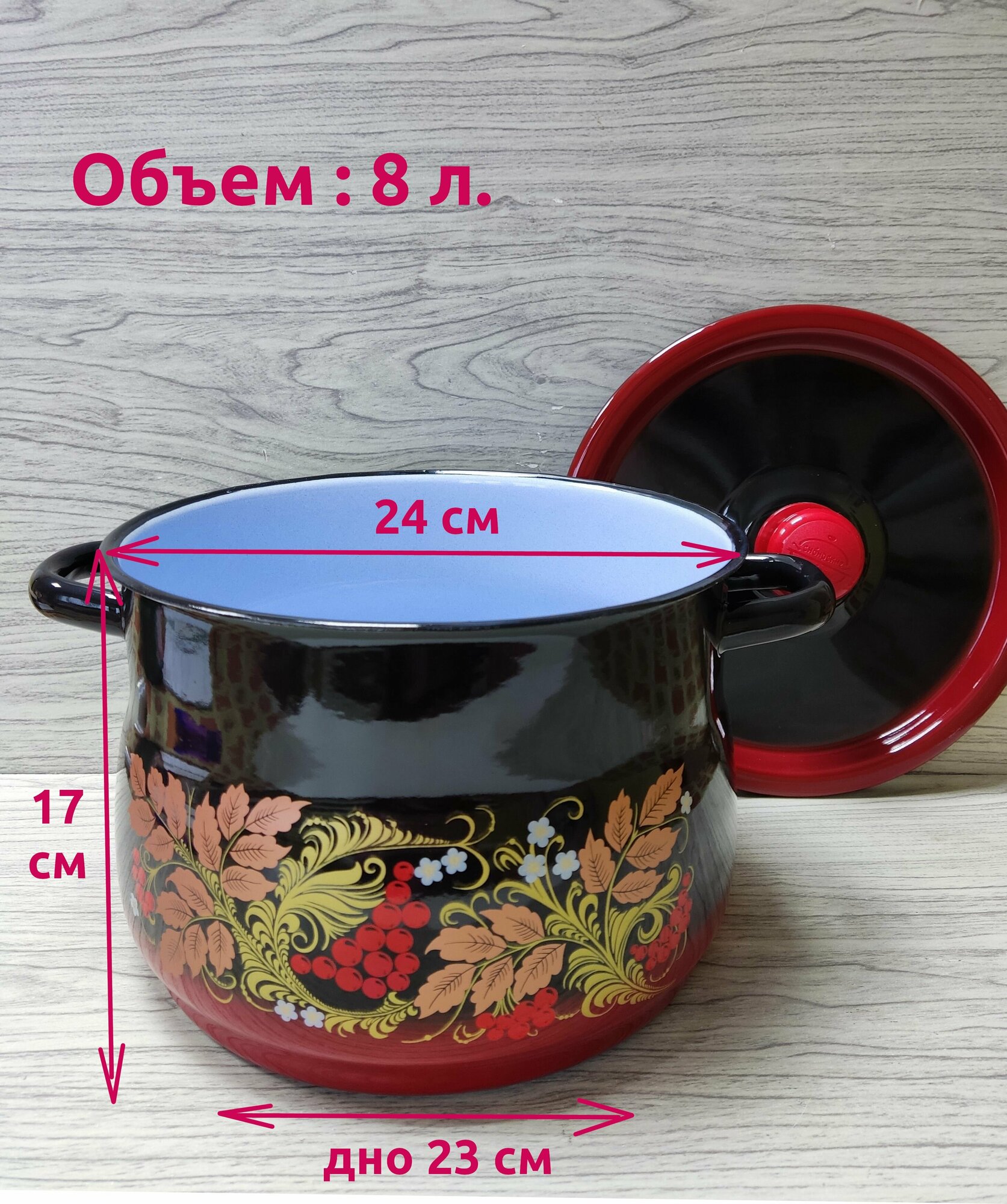 Кастрюля эмаль 8,0 л с рисунком сфера — фото 1