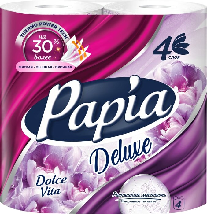 Туалетная бумага Papia Deluxe Dolce Vita 4 рулона 4 слоя — купить в ...