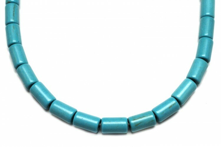 Бусина цилиндрическая Бирюза синтетическая 8х5мм, отверстие 1мм, цвет голубой, 551-015, 1 нить (около 45шт)