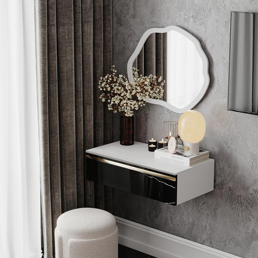 Комплект мебели макияжный туалетный столик консоль и зеркало неправильной формы "Софора"