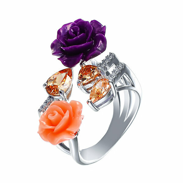 Кольцо, серебро, 925 проба, фианит