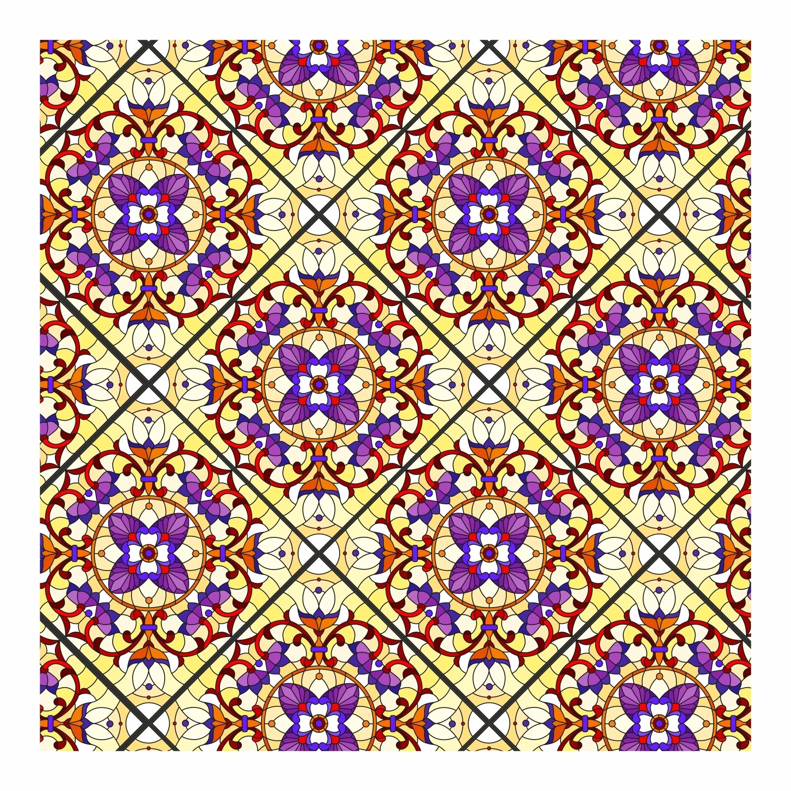 Витражная самоклеящаяся пленка для окон / стёкол. Фиолетовый цветок. 70х140 см.