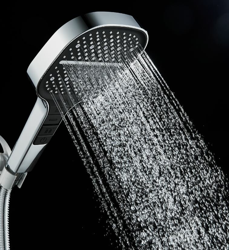 Лейка для душа ESKO, ABS-пластик, форсунки Self-Clean Device, цвет хром/черный — фото 1