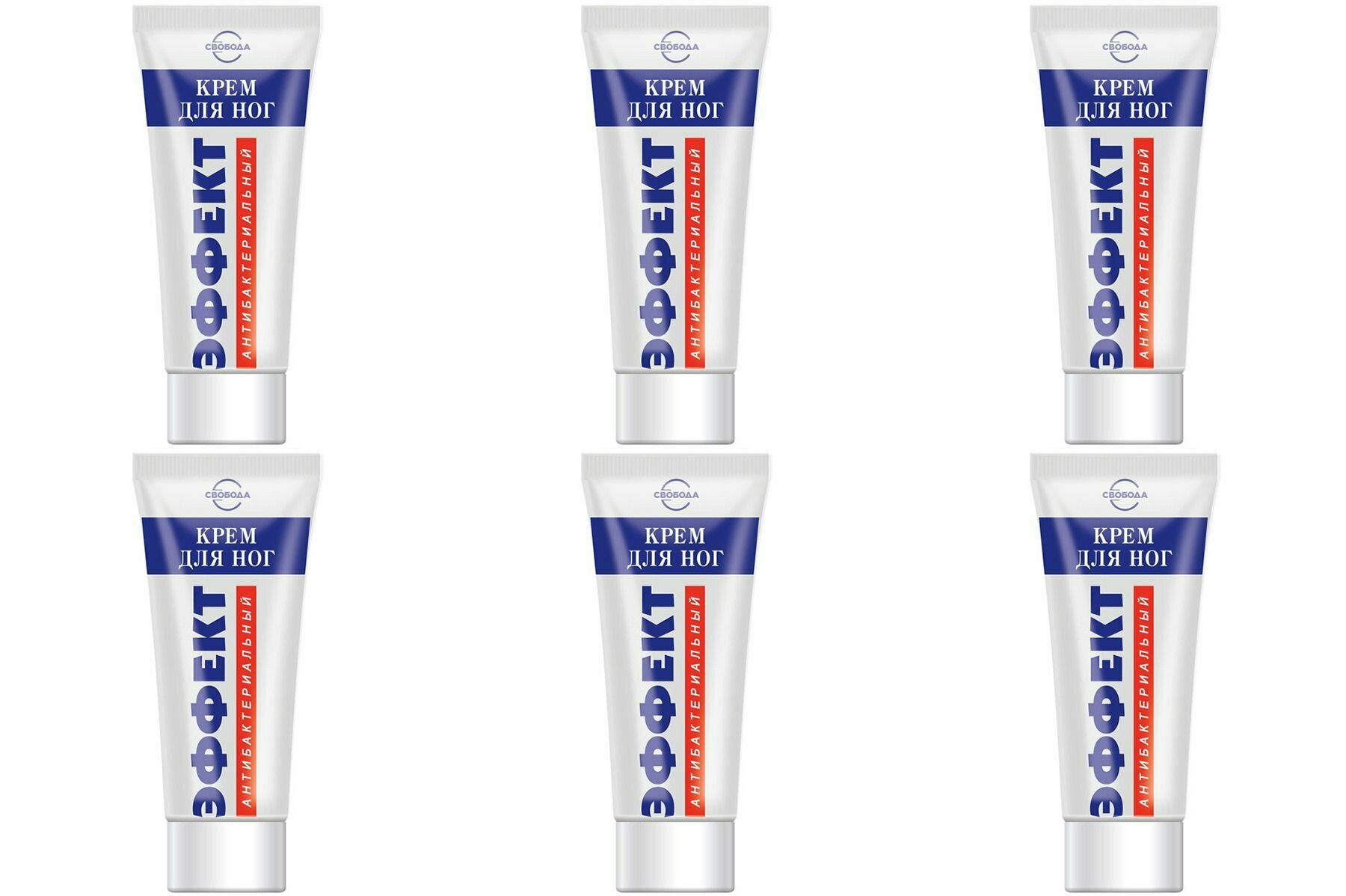 Свобода Крем для ног Эффект, антибактериальный, 80 мл, 6 штук