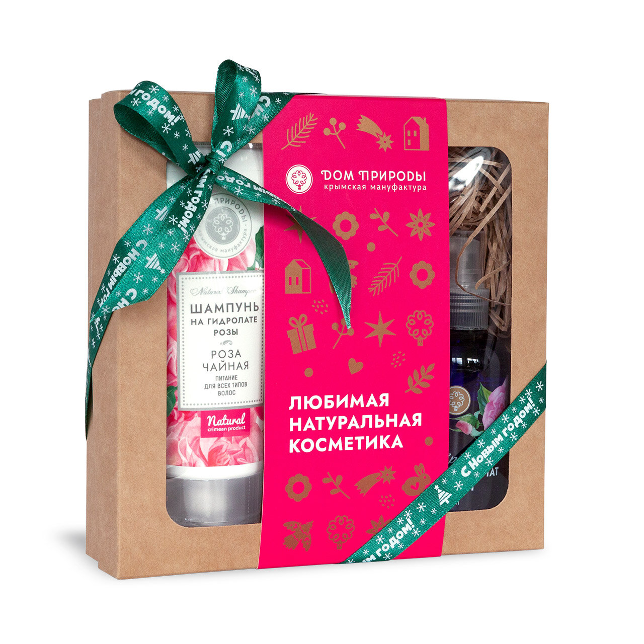 Подарочный набор натуральной косметики для ухода за волосами "Чайная Роза" Мануфактура Дом Природы"