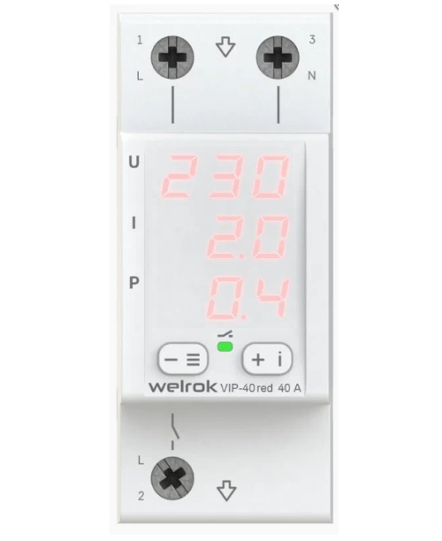 Реле напряжение с контролем тока Welrok VIP-40 Red