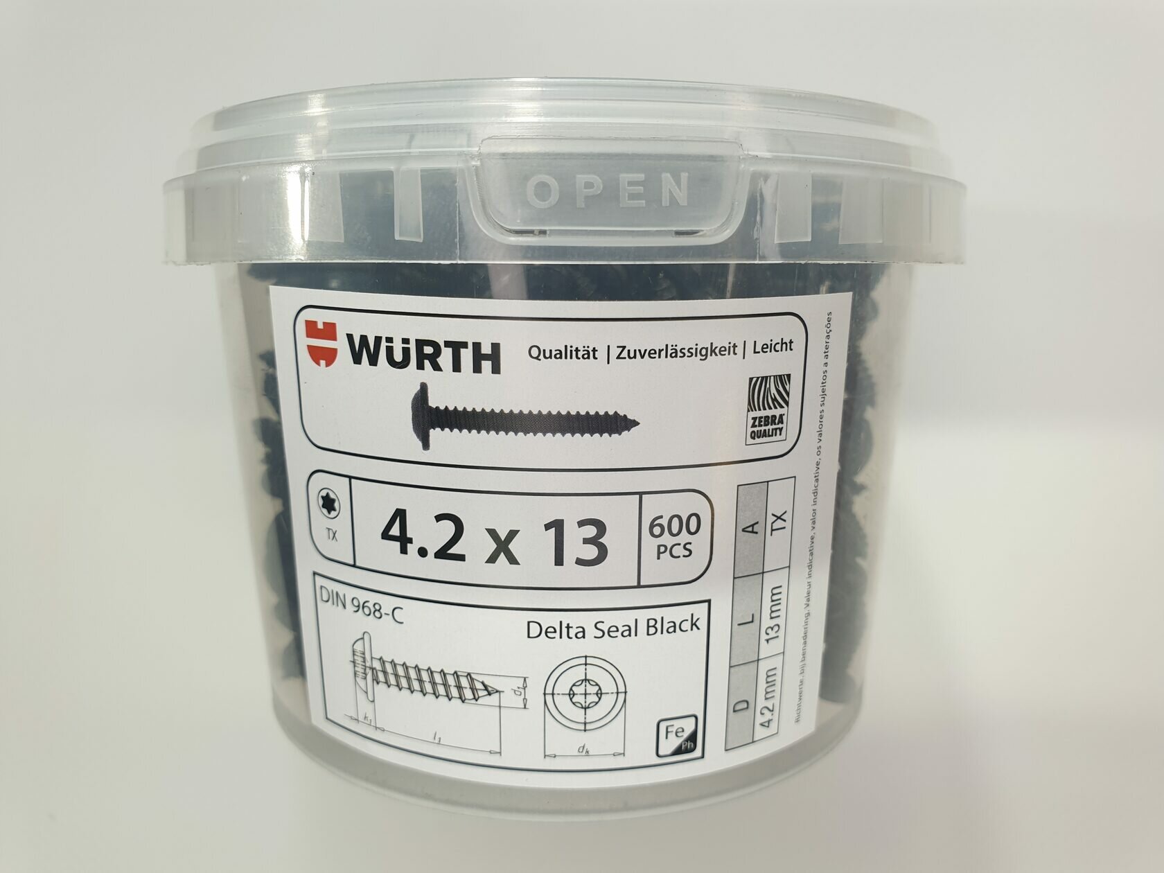 Саморез по металлу DIN 968-С 4.2x13 (600 pcs) WURTH, Германия