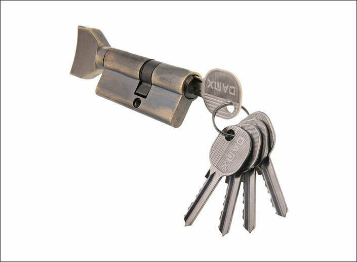 Цилиндрованный механизм MSM NW80mm DAMX AB с поворотной вертушкой, бронза (в комплекте 5 стальных ключей)