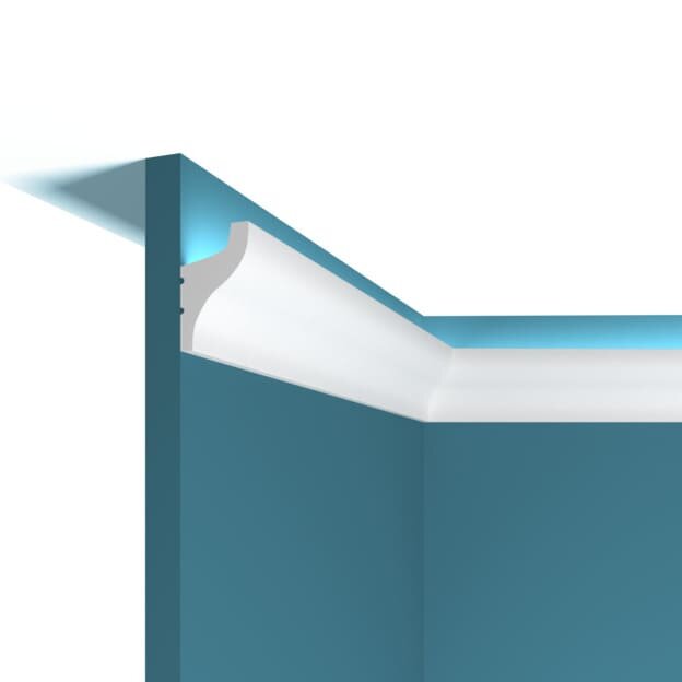 Карниз ударопрочный под подсветку перфект Plus P95, бел 2 метра. 50*31мм. Потолочная галтель 1 штука