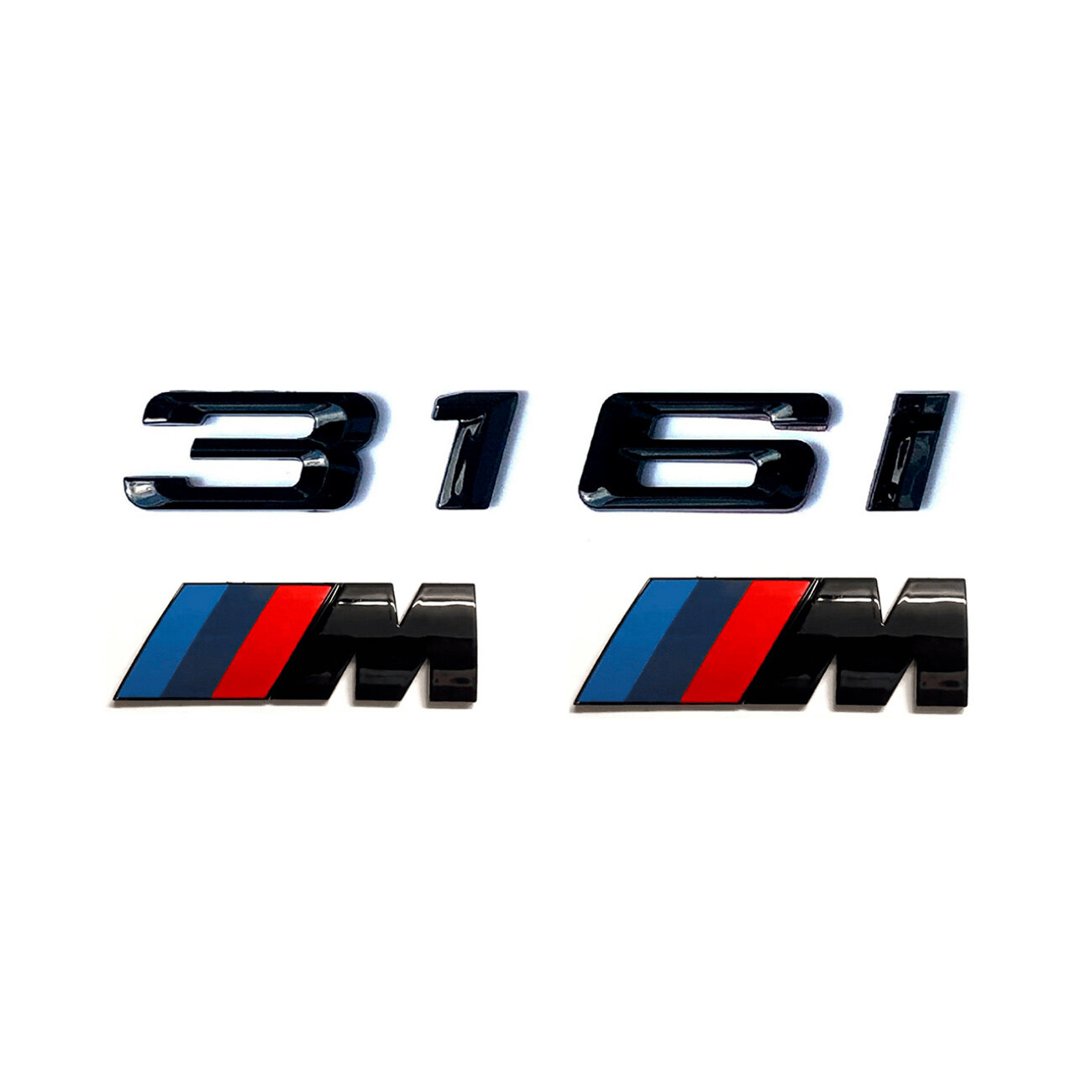 Комплект: шильдик на багажник 316 i для BMW 3 ей серии + 2 эмблемы на крыло M-performance черный мат