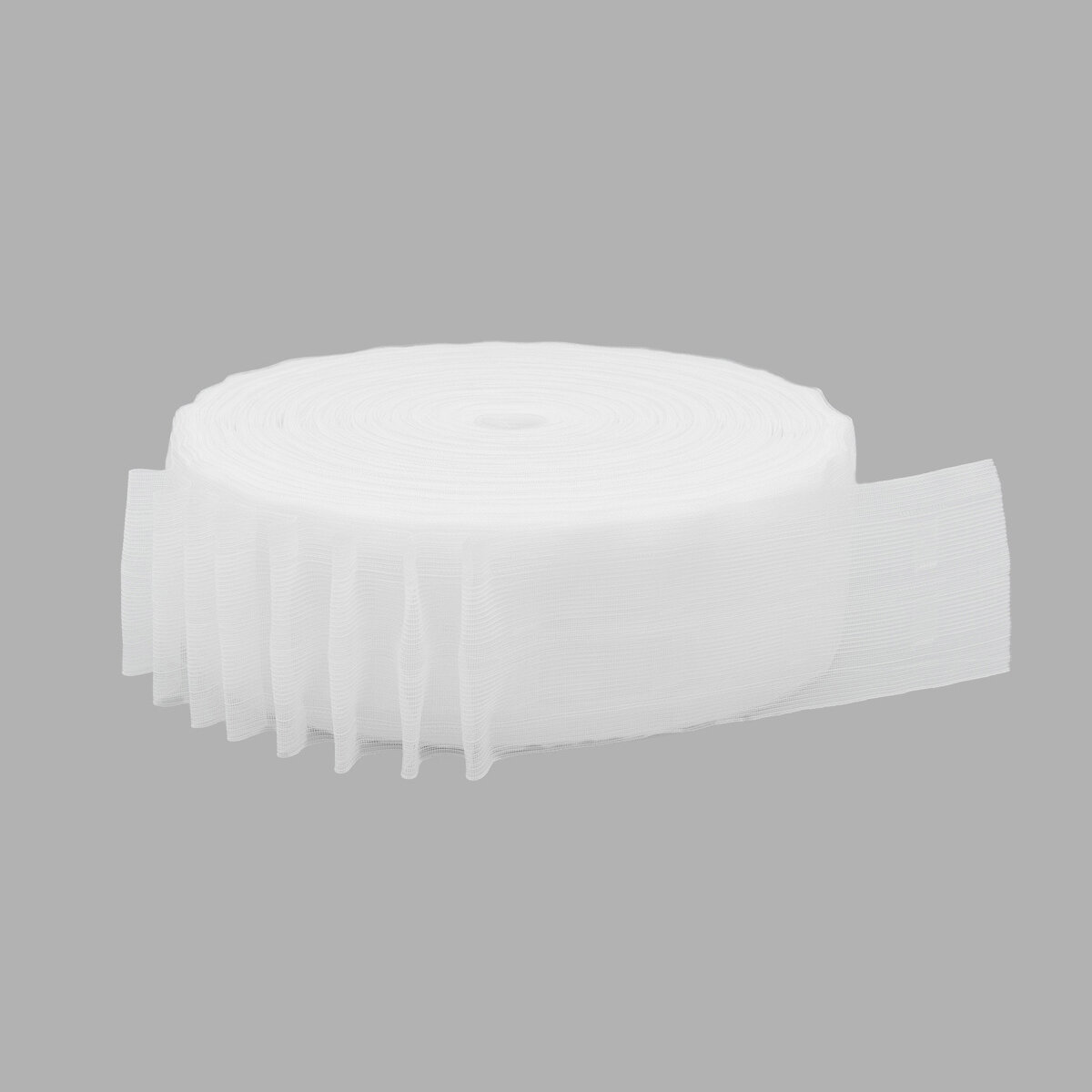 Шторная лента с петлями для крючков 6,7см*100м 'Параллельная складка', 2 ряда петель, 3 шнура, прозрачная, Протос