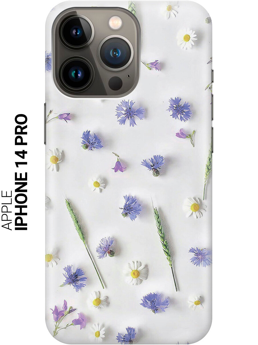 Силиконовый чехол на Apple iPhone 14 Pro / Эпл Айфон 14 Про с рисунком "Ромашки и колоски"