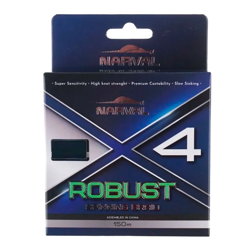 Плетеный шнур Narval Fishing Robust X4 PE (fluoro green) 150 м. - разрывная нагрузка 11.25 кг, диаметр #1.5 0.205 мм.